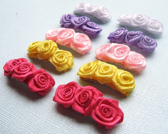 PICK 4 Mini Snap Clips With Satin Roses Matching Pair or Singles - Etsy