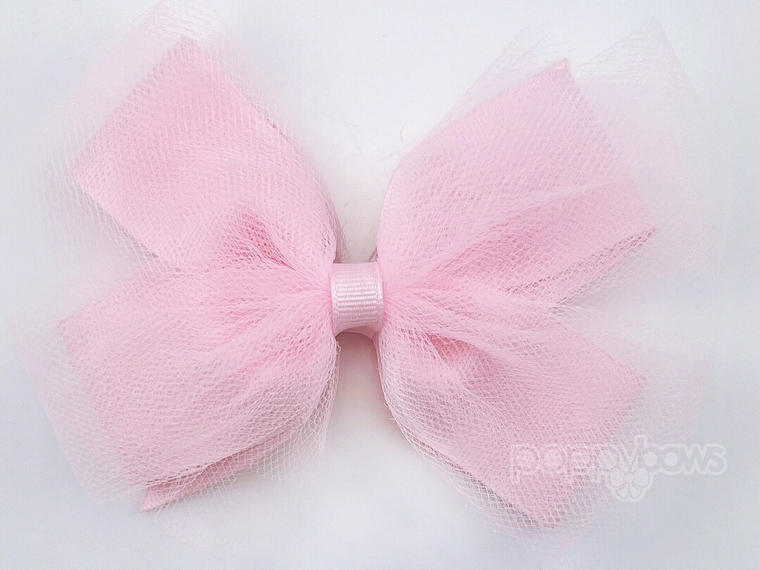 Ballet Hair Bow in Light Pink / Tulle Hair Bow / Large 5 Inch Bows for ...