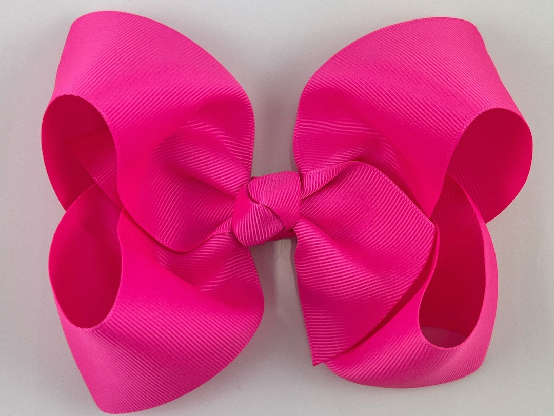 Bold Neon Pink Hair Bow 5 Inch Large Hair Bows Girls Hair Bows