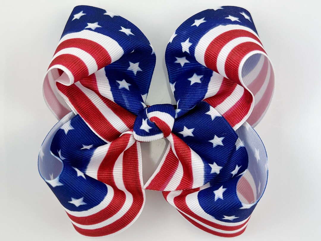 American Flag Hair Bow / 5 Inch Bows / Girls Hair Bows / Hair Bows Clip ...
