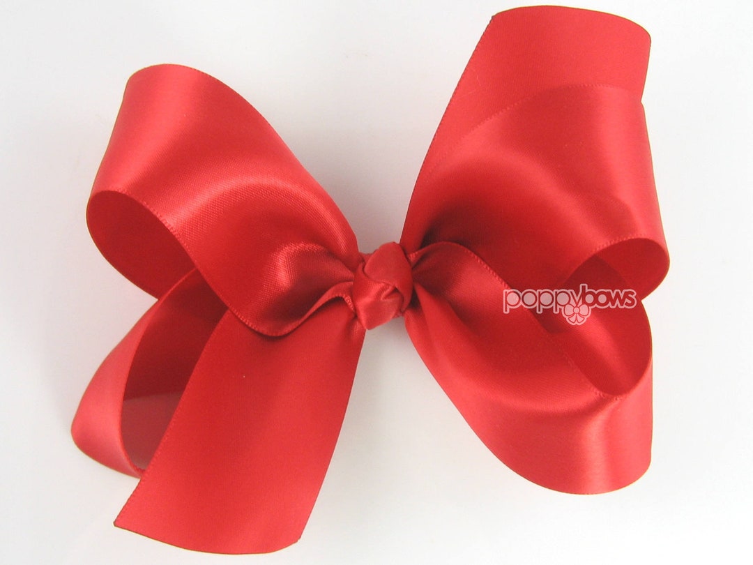 Red Satin Hair Bow / 4 Inch Girls Satin Hair Bows / Special Occasion ...