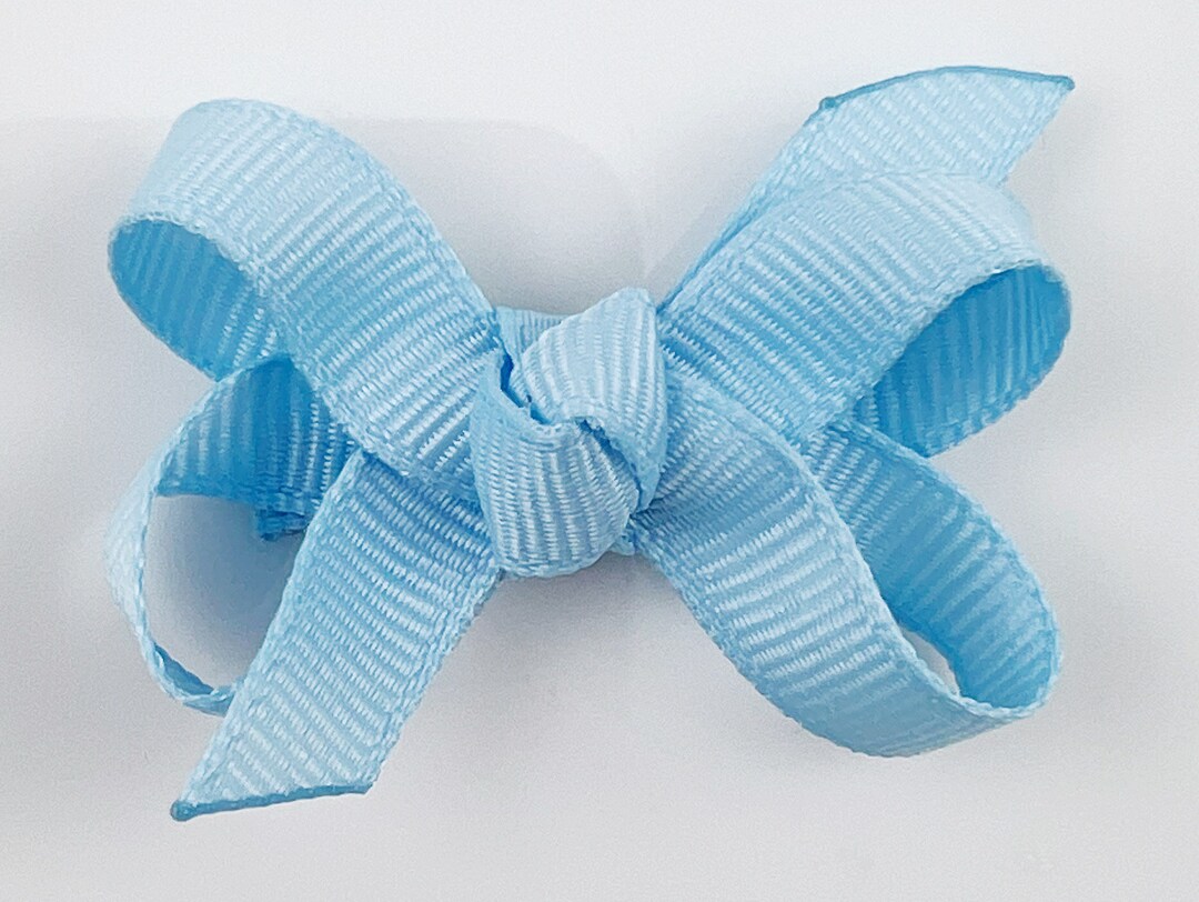 Light Blue Baby Hair Bow, 2 Inch Extra Small Mini Boutique Hair Bows ...