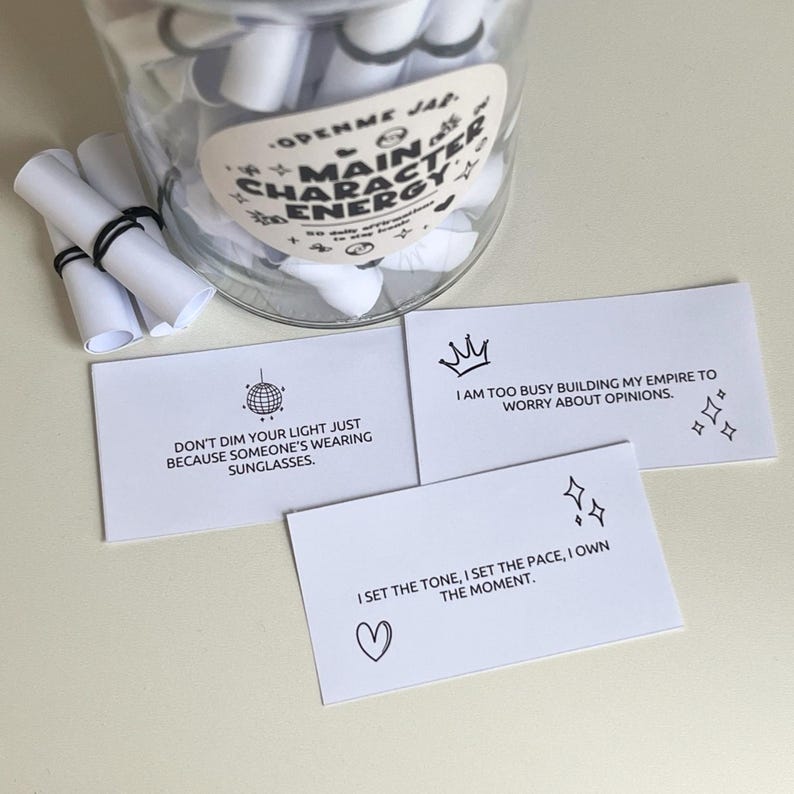 Main Character Energy Affirmation Jar, Gift for Her, Positive Quotes ...