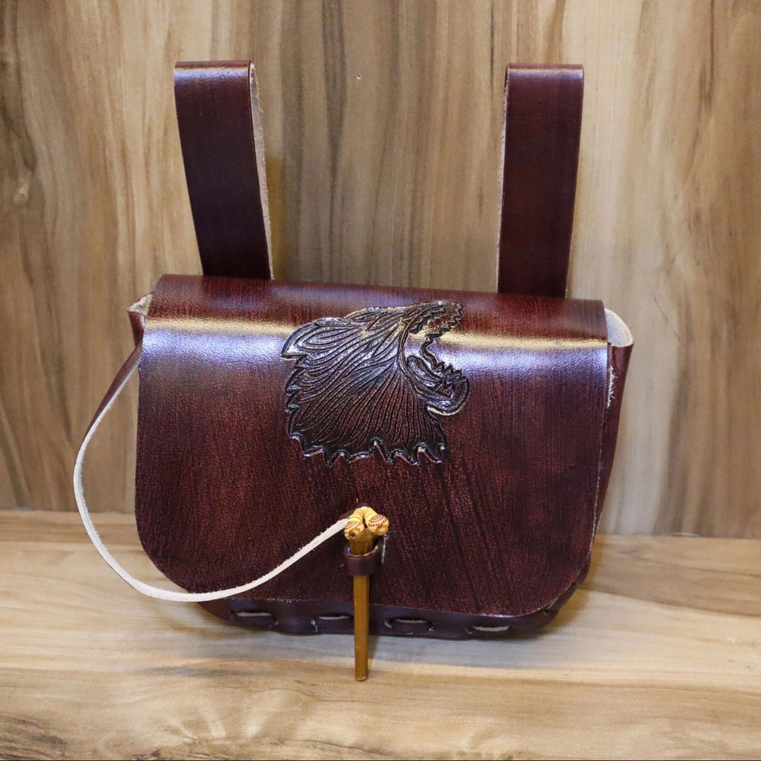Medieval Brown Leather Satchel With Wolf Logo - Etsy