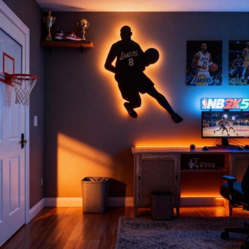Kobe Bryant LED Wall Decor | Handmade Basketball Fan Art - Etsy