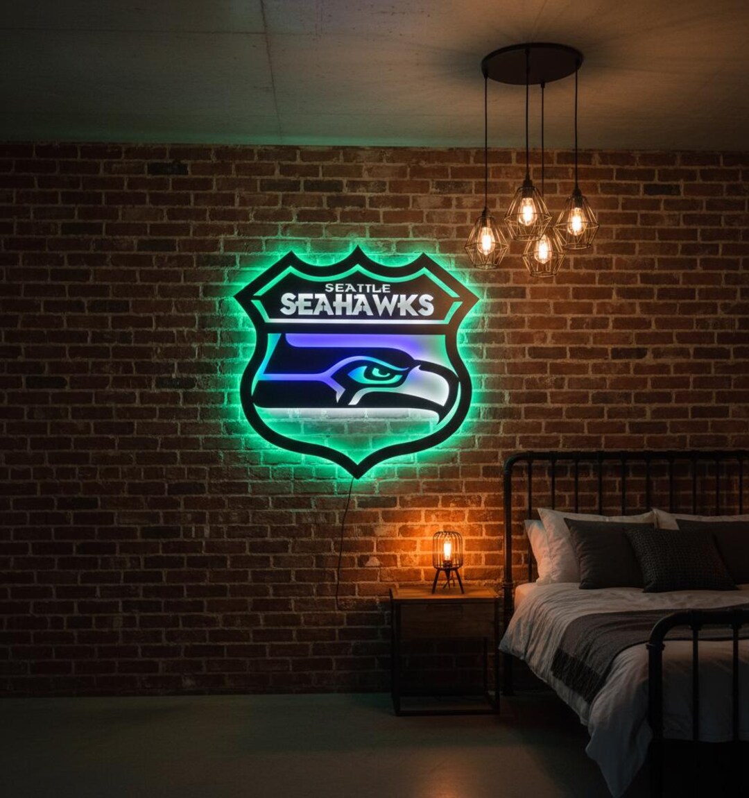 Seattle Seahawks LED Metal Sign – Game Room Wall Art, Football Decor - Etsy