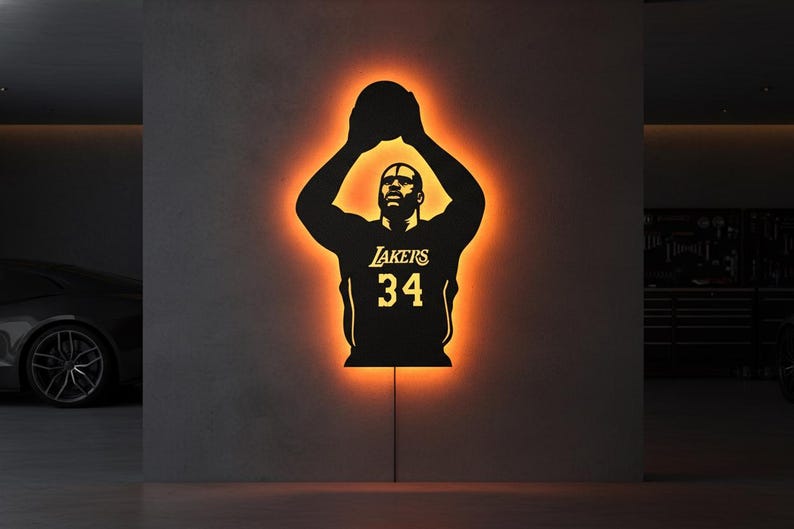 Shaq LED Wall Art - Basketball Legend Light up Sign - Sports Man Cave ...