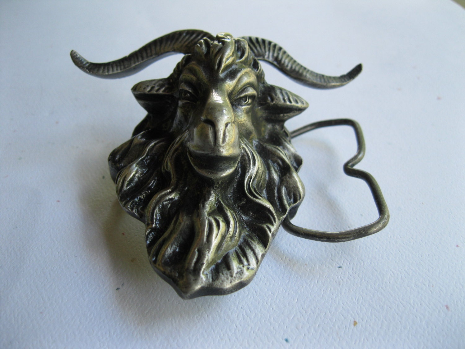 Goat Head Belt Buckle Bergamot Brass Works Devil Satanic Etsy