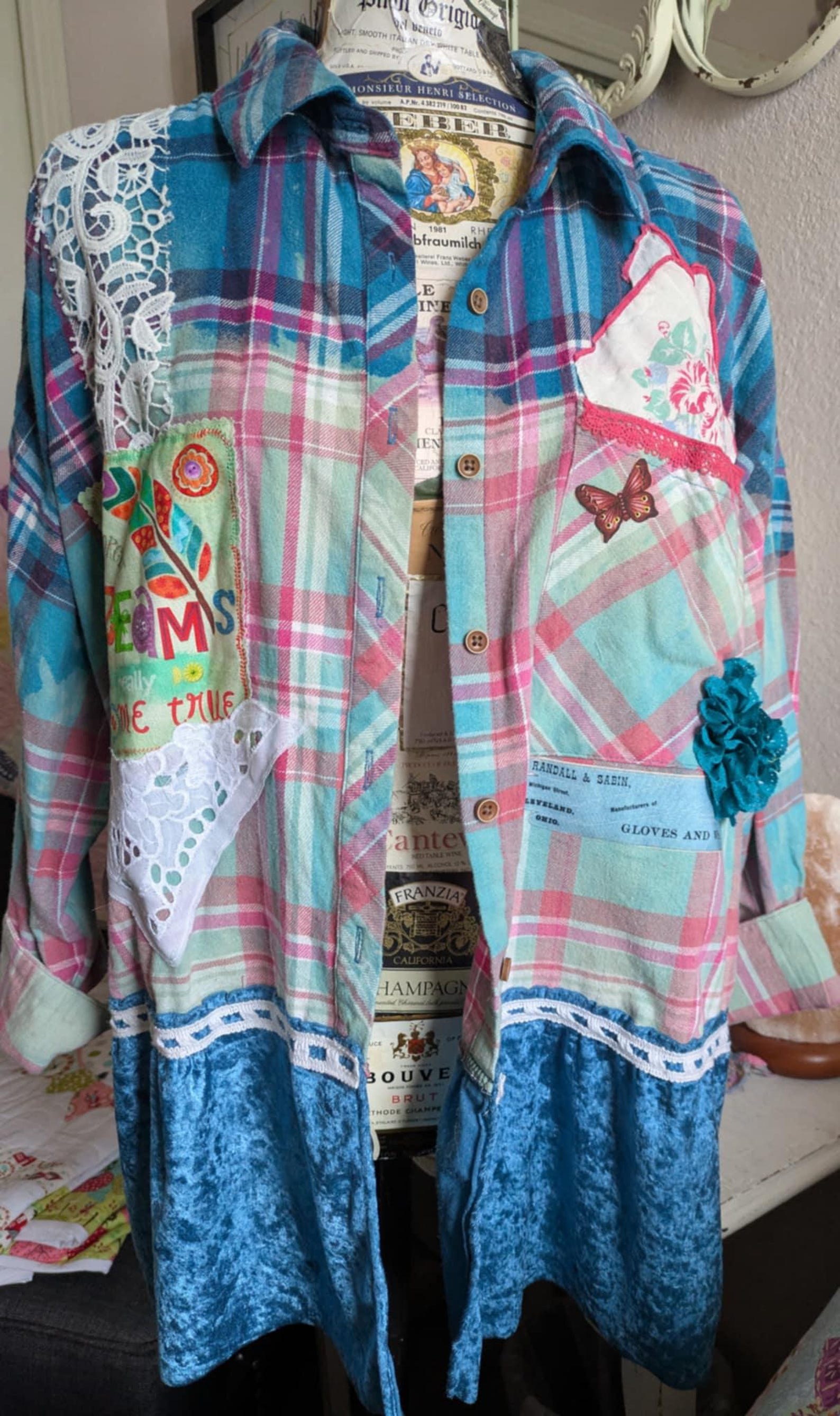 Upcycled Country Boho "teal Plains" Flannel Shirt – Size 2XL - Etsy