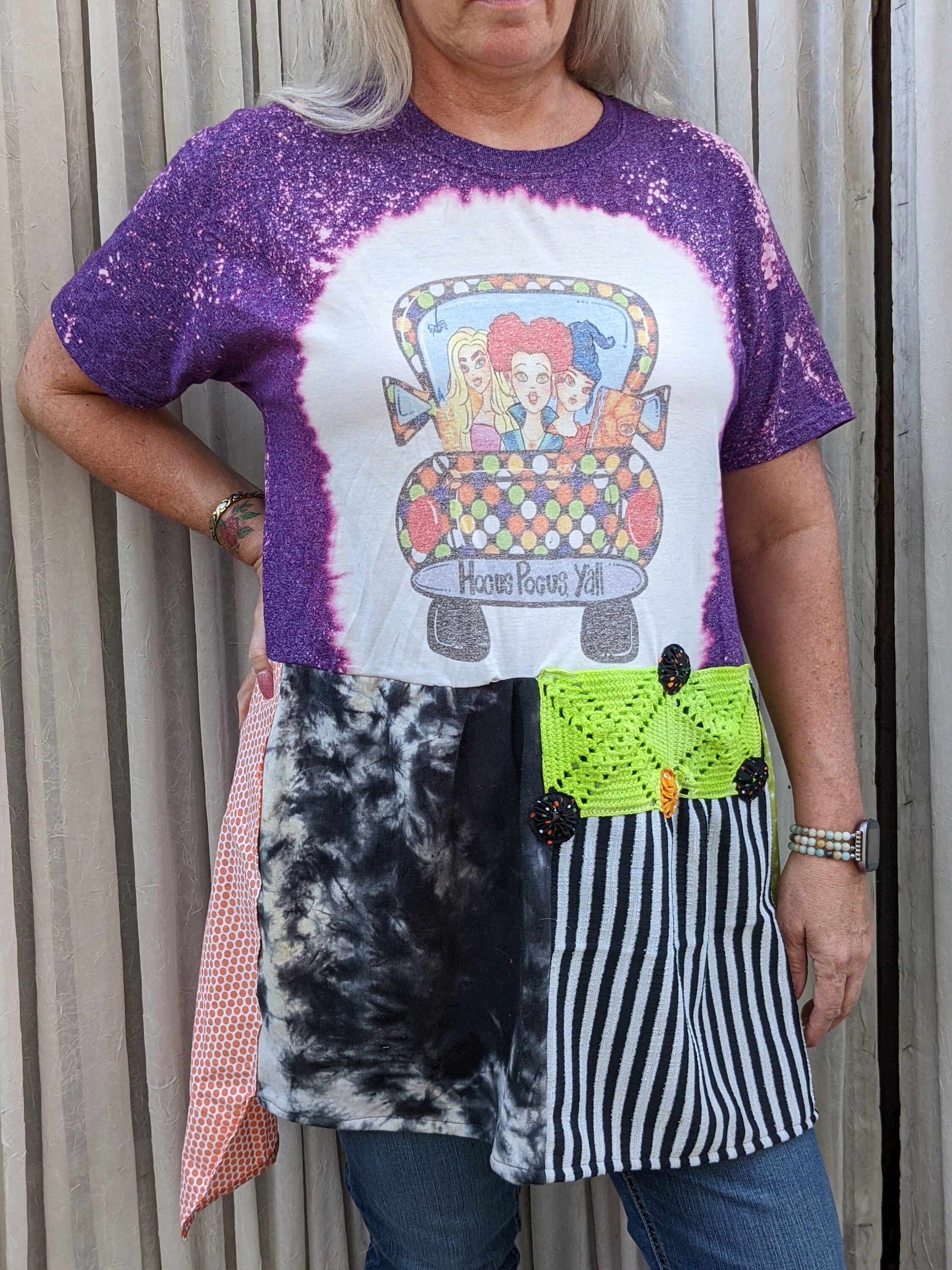 Fun Upcycled Chic Boho Hocus Pocus, Y'all Halloween T-shirt Tunic - Etsy