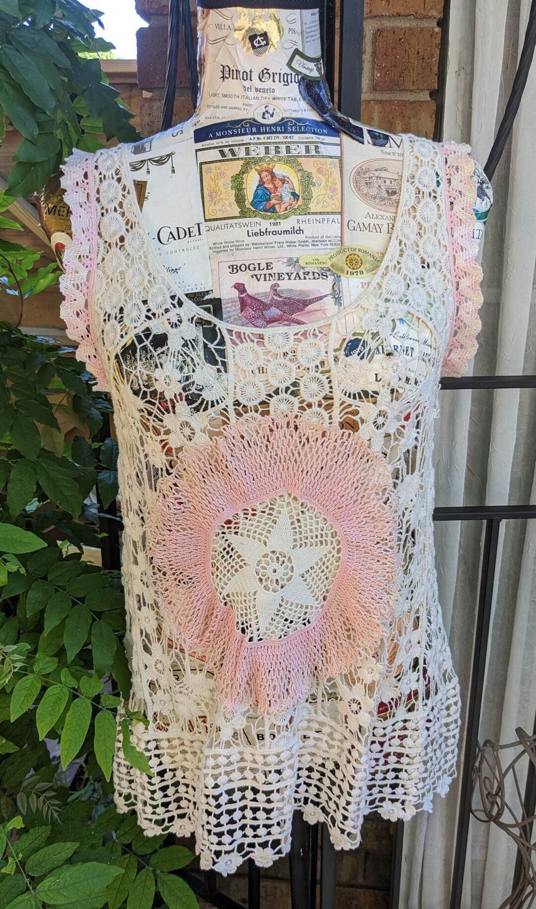Pink & Cream Upcycled Lace Tank - Etsy