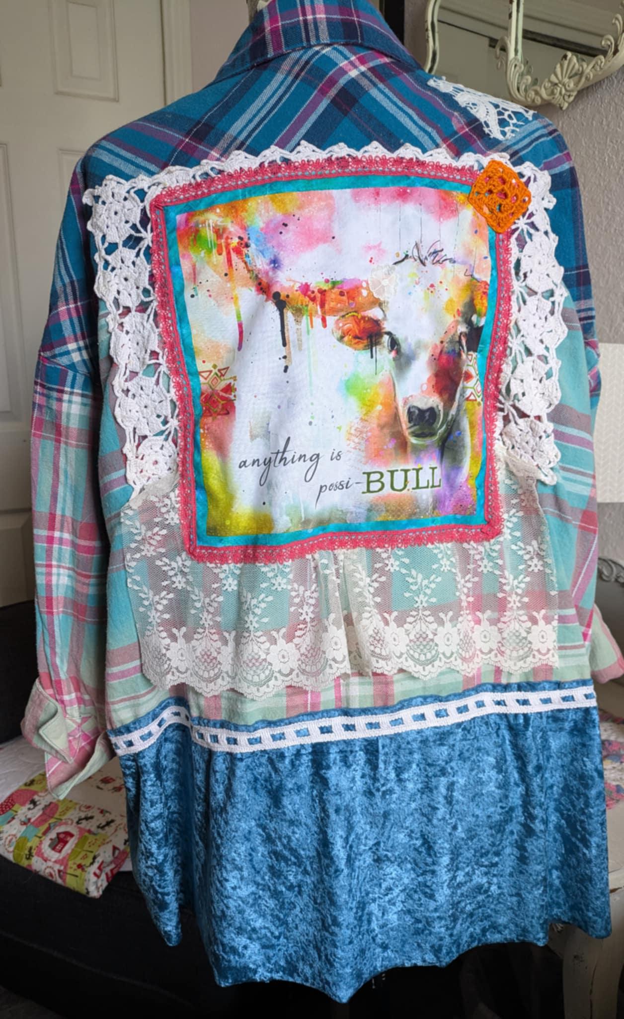 Upcycled Country Boho "teal Plains" Flannel Shirt – Size 2XL - Etsy