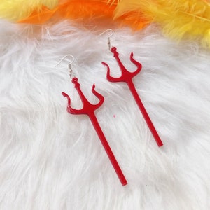 Satan Pitchfork Acrylic Earrings With Silver Hypoallergenic Earring ...
