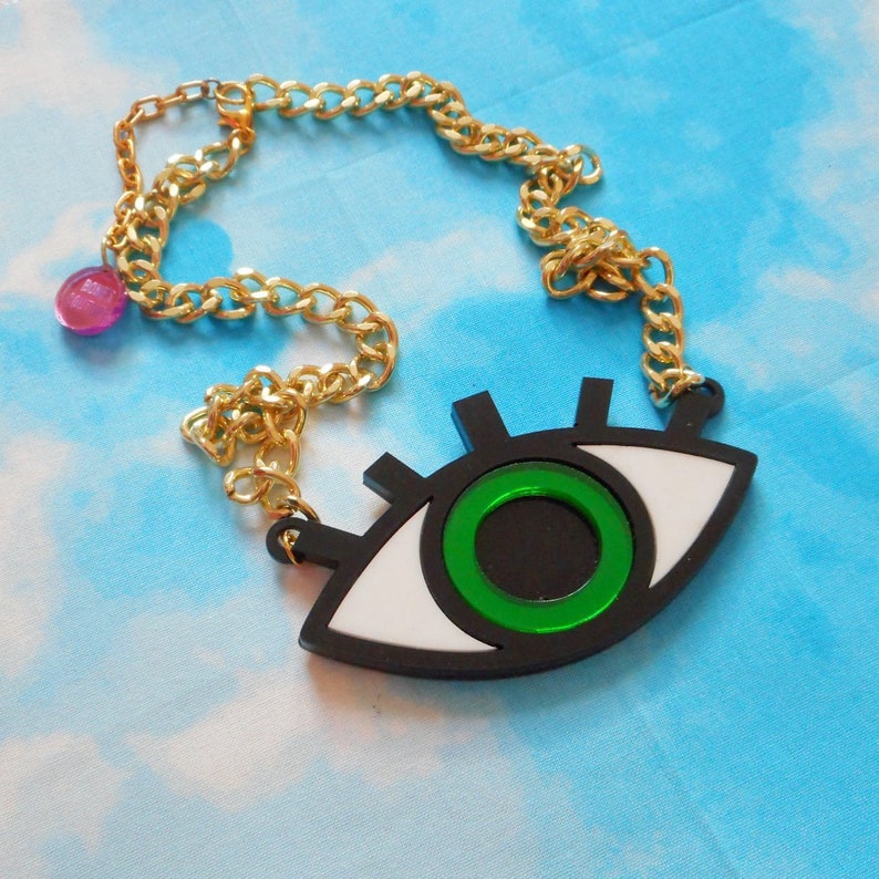 Multi-Color EYEBALL / THIRD EYE Necklace with Gold Chain | Etsy