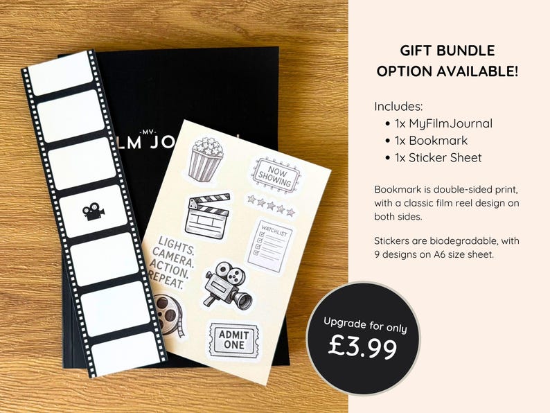 Movie Journal for Film Lovers | A5 Notebook Gift for Cinema Buffs ...