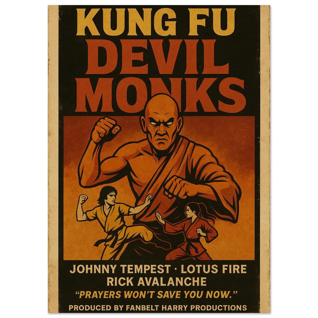 Kung Fu Devil Monks Parody Movie Poster | Retro Martial Arts Grindhouse ...