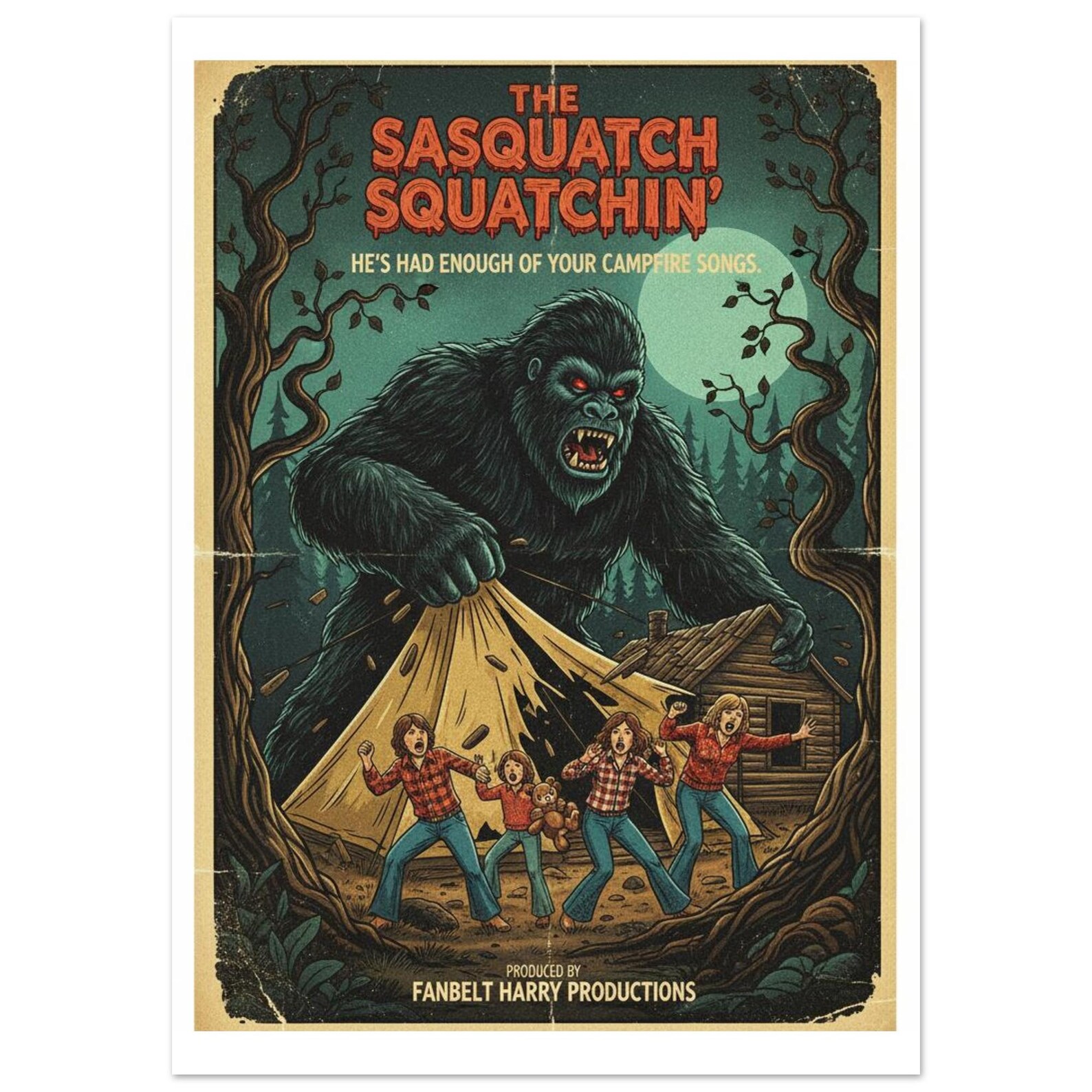 The Sasquatch Squatchin’ Poster | Retro Bigfoot Horror Comedy ...
