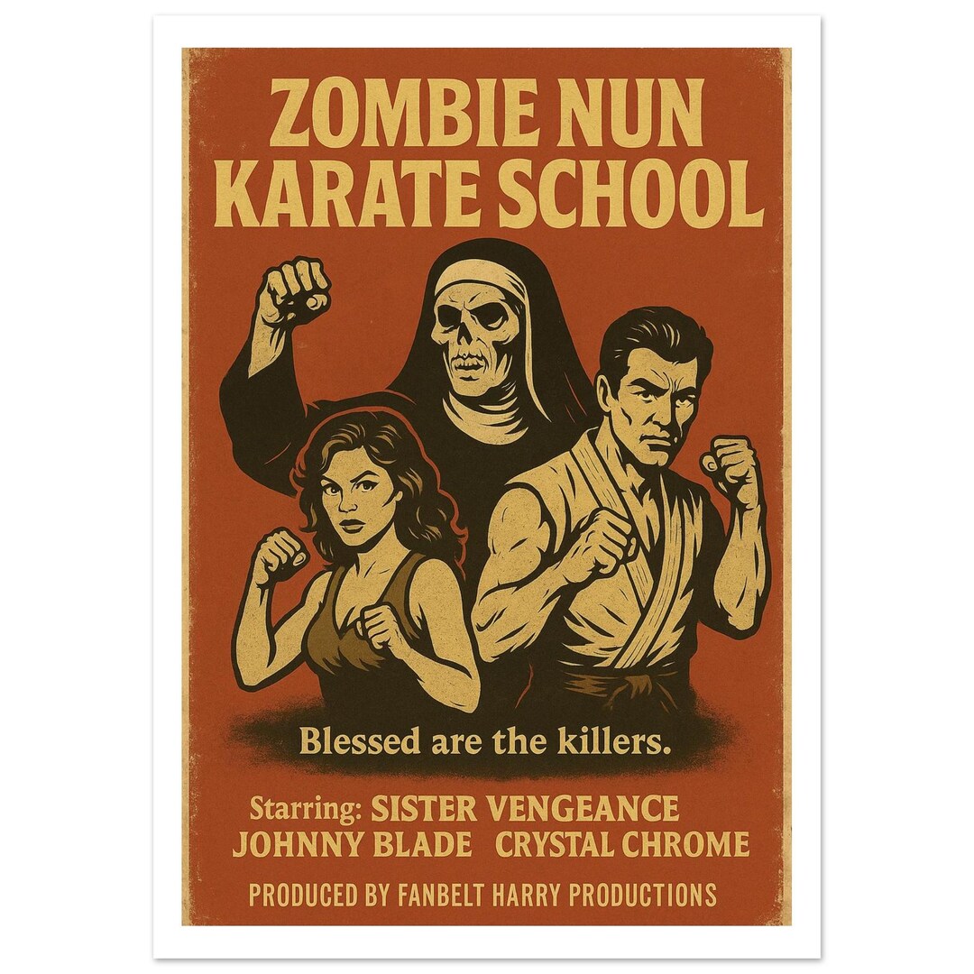 Zombie Nun Karate School Parody Movie Poster | Retro Grindhouse Martial ...