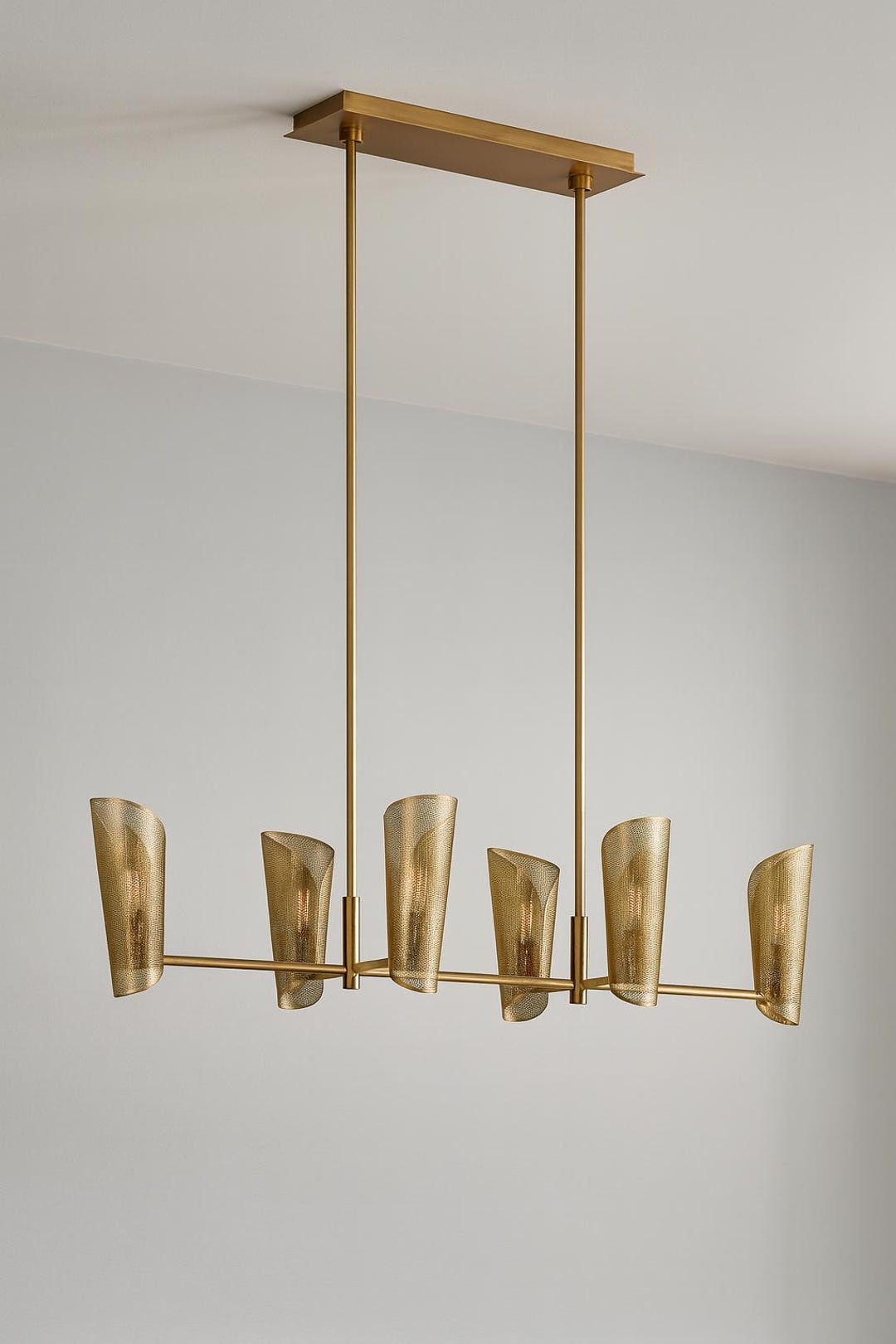 Handmade 6-light Mid-century Modern Brass Vintage Linear Chandelier ...