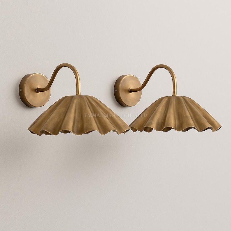 Vintage Brass Ruffle Shade Mid Century Modern Brass Flower Shade ...