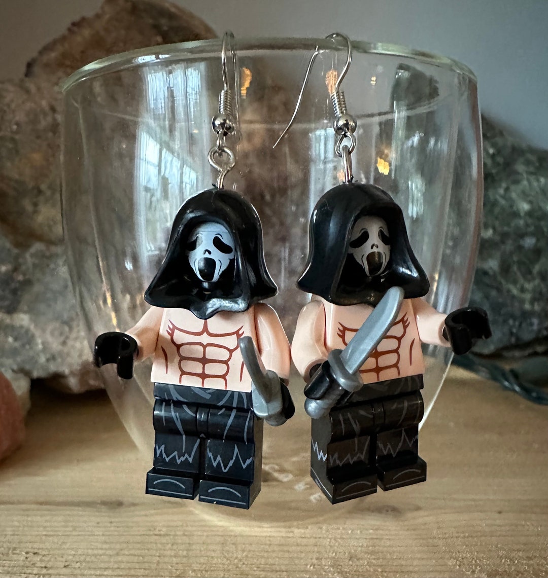 Shirtless Scream Ghostface Earrings Lego Compatible Figurine - Etsy