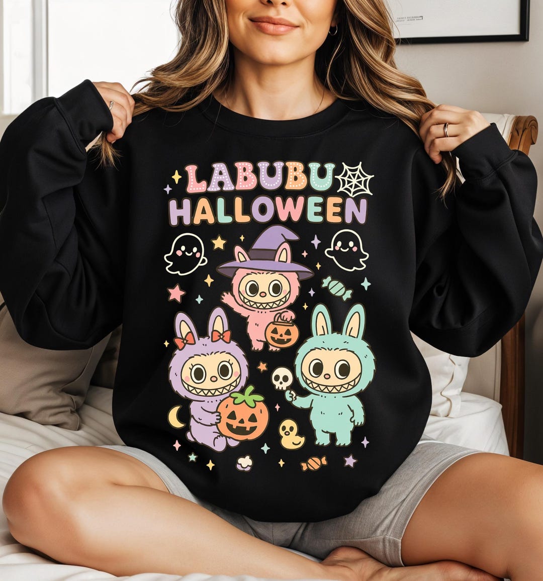 Labubu Halloween Shirt, Pumpkin Skeleton Ghost Labooboo Sweatshirt ...