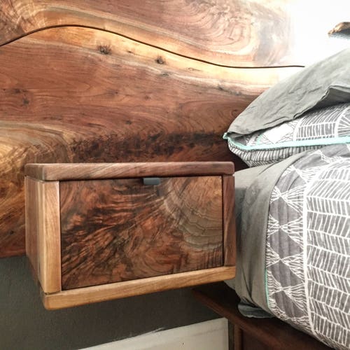Live Edge Walnut Platform Bed With Night Stands - Etsy
