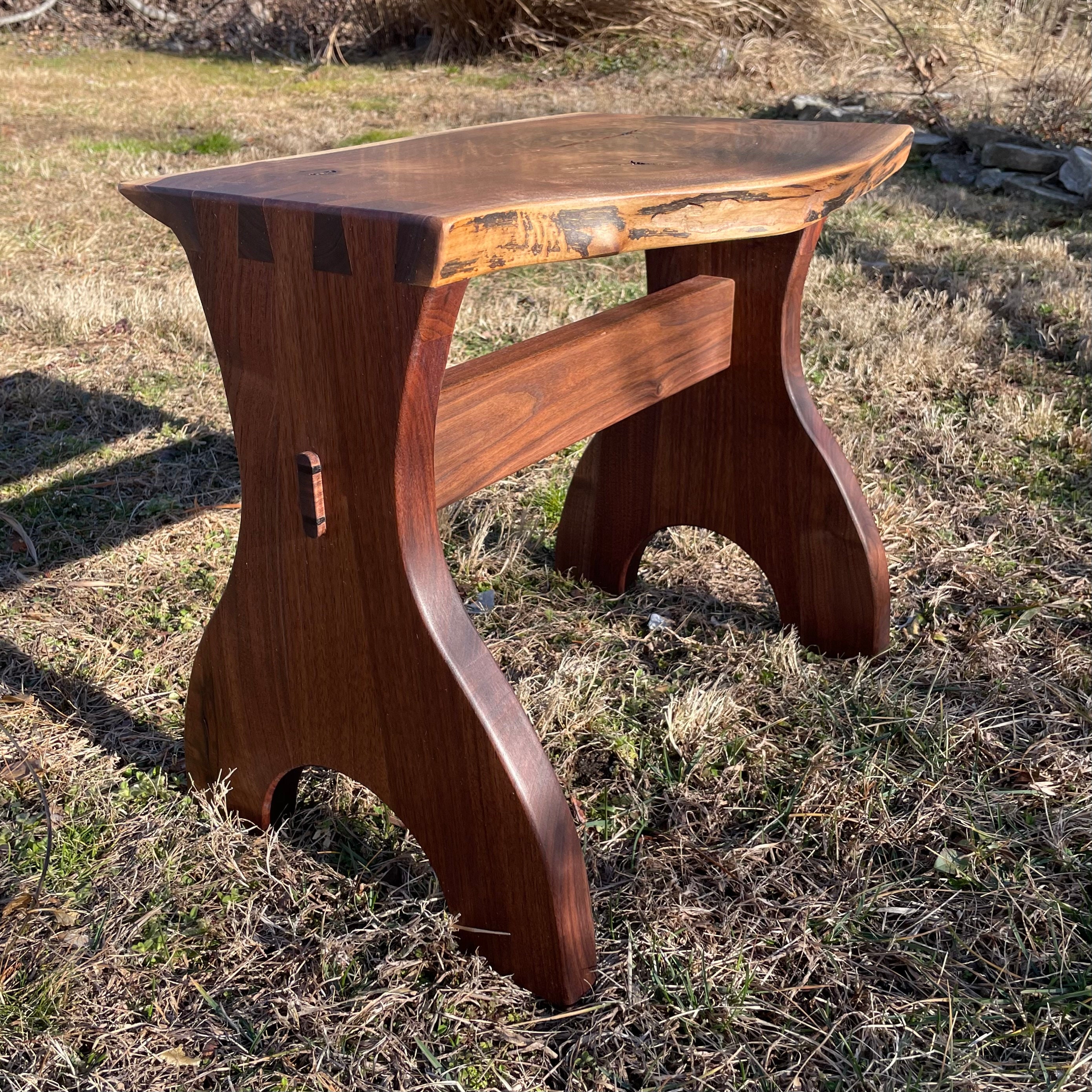 Rustic Boot Bench in Live Edge Walnut. - Etsy