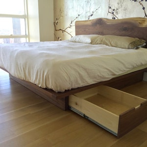 Platform Storage Bed With Live Edge Headboard - Etsy