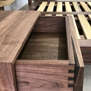 Live Edge Storage Platform Bed and Freestanding Matching Nightstands - Etsy