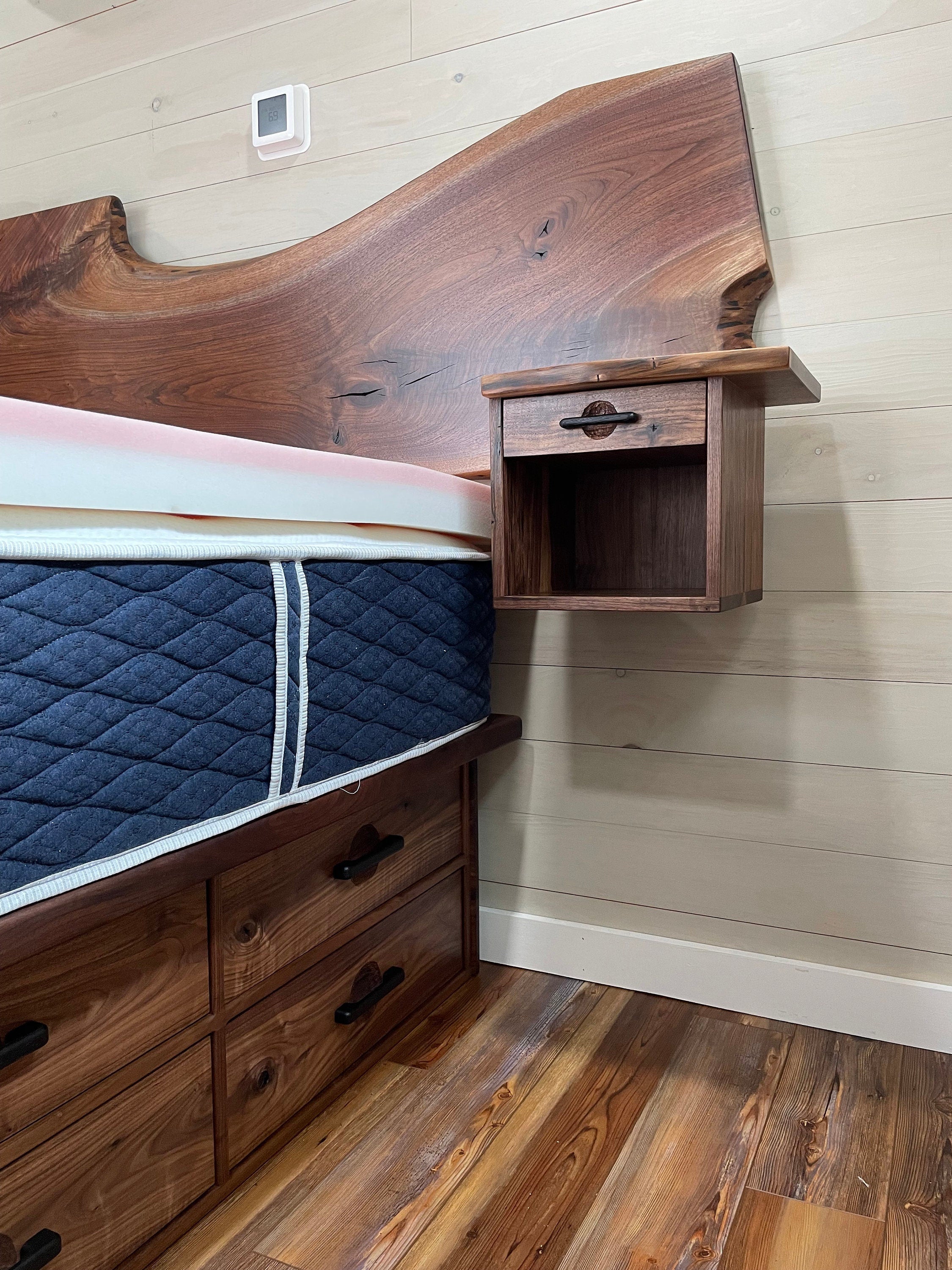 Double Storage Walnut Live Edge Platform Bed - Etsy