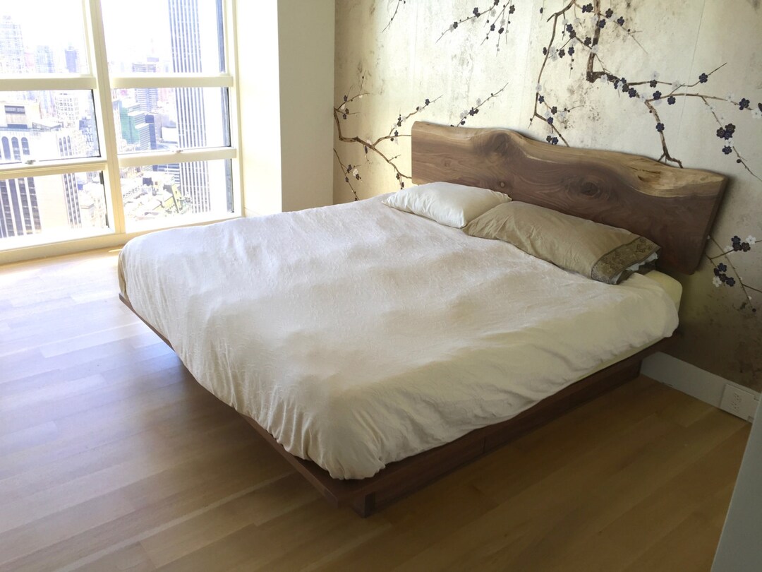 Platform Storage Bed With Live Edge Headboard - Etsy