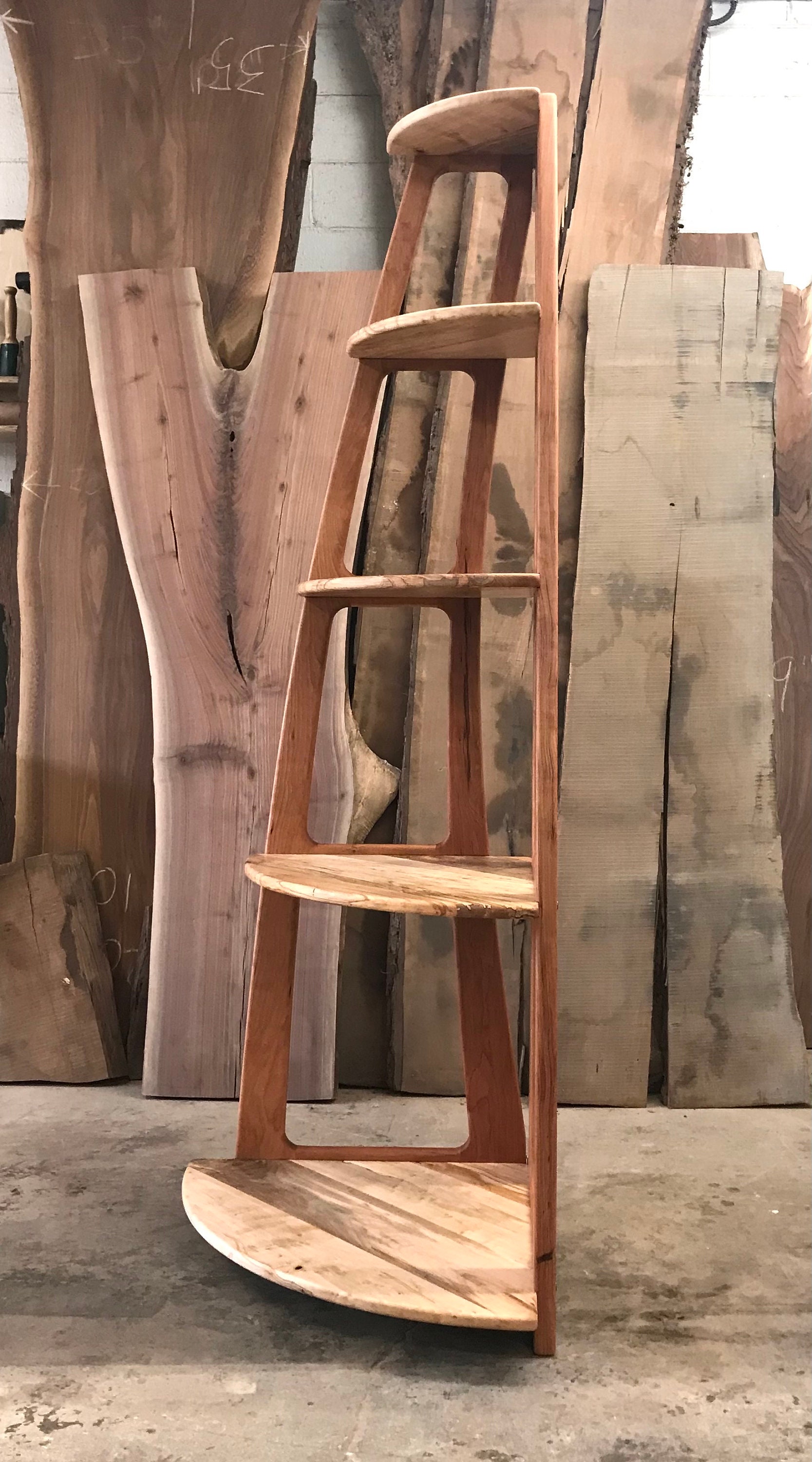 Sculpted Corner Shelf in Cherry and Spalted Maple - Etsy