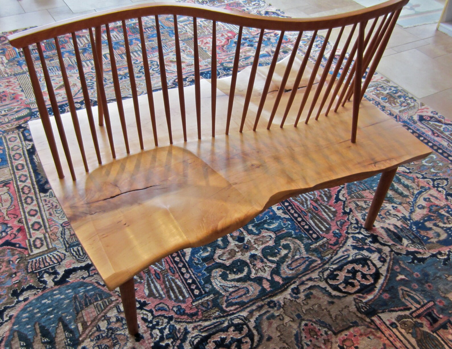 Bench Made in Live Edge Maple With Cherry Spindles. - Etsy