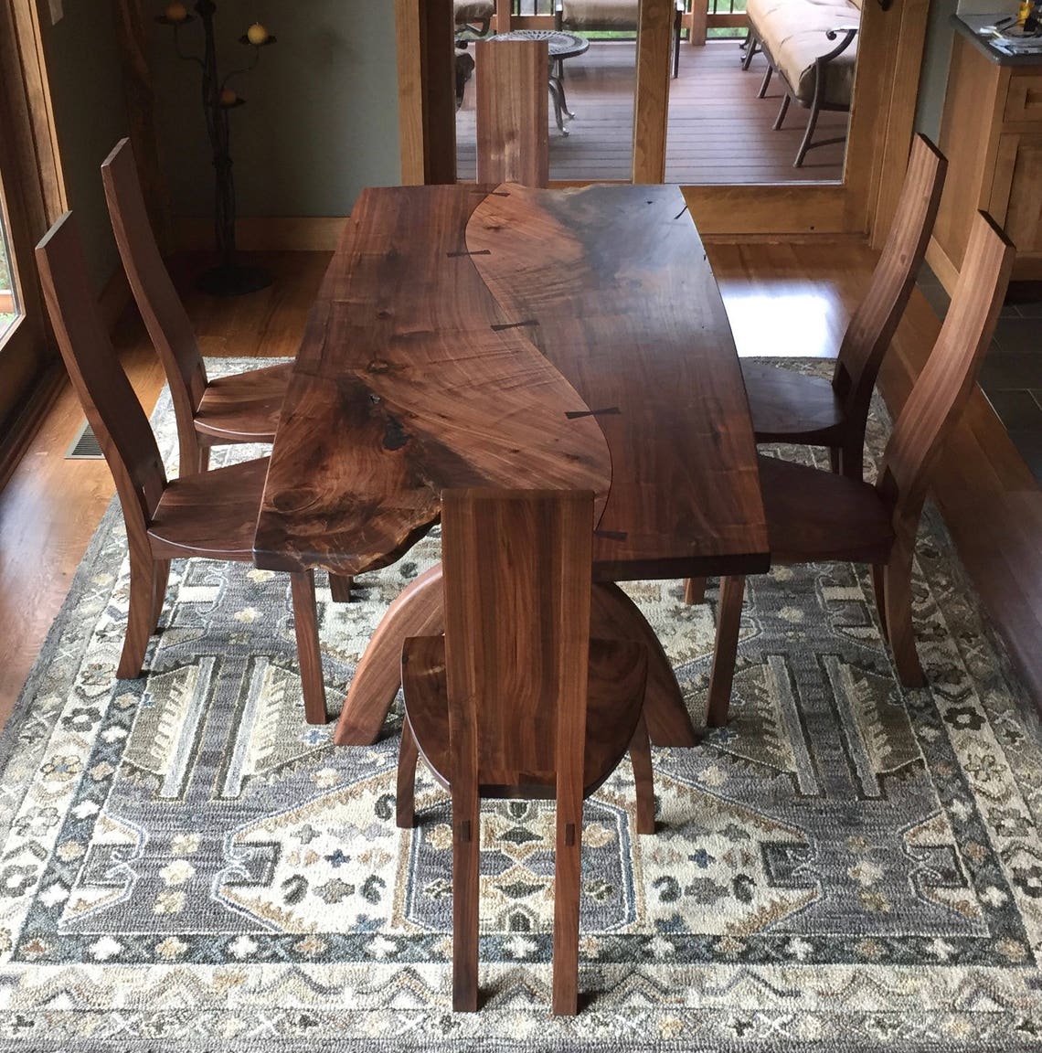 Walnut Dining Table and Chairs - Etsy