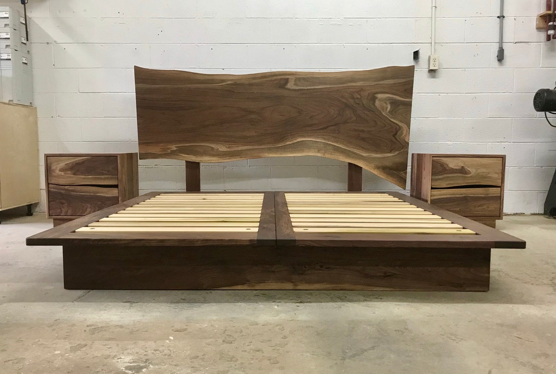 Live Edge Storage Platform Bed and Freestanding Matching - Etsy