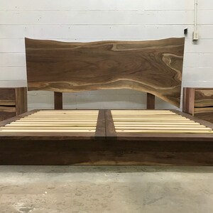 Live Edge Storage Platform Bed and Freestanding Matching Nightstands - Etsy