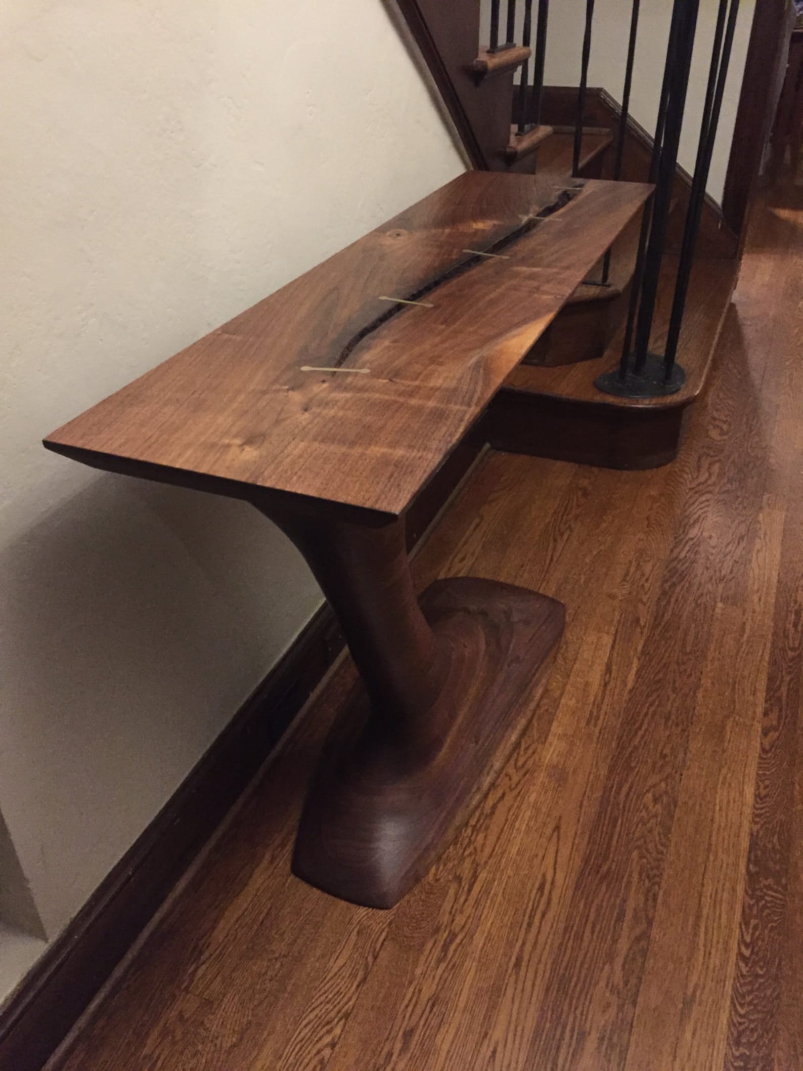 Sculpted Cantilever Walnut Hall Table | Etsy