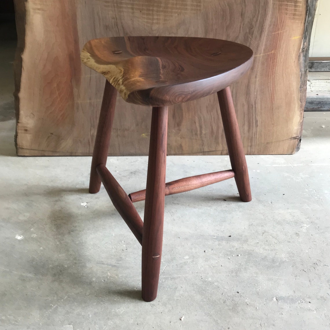 Live Edge Carved Walnut Occasional Stool | Etsy