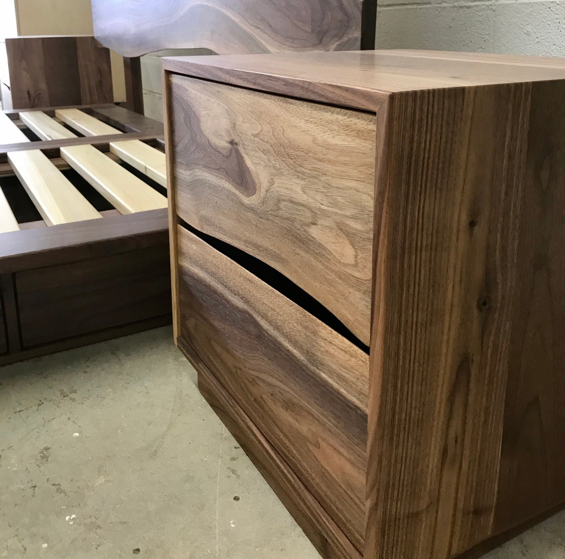 Live Edge Storage Platform Bed and Freestanding Matching - Etsy