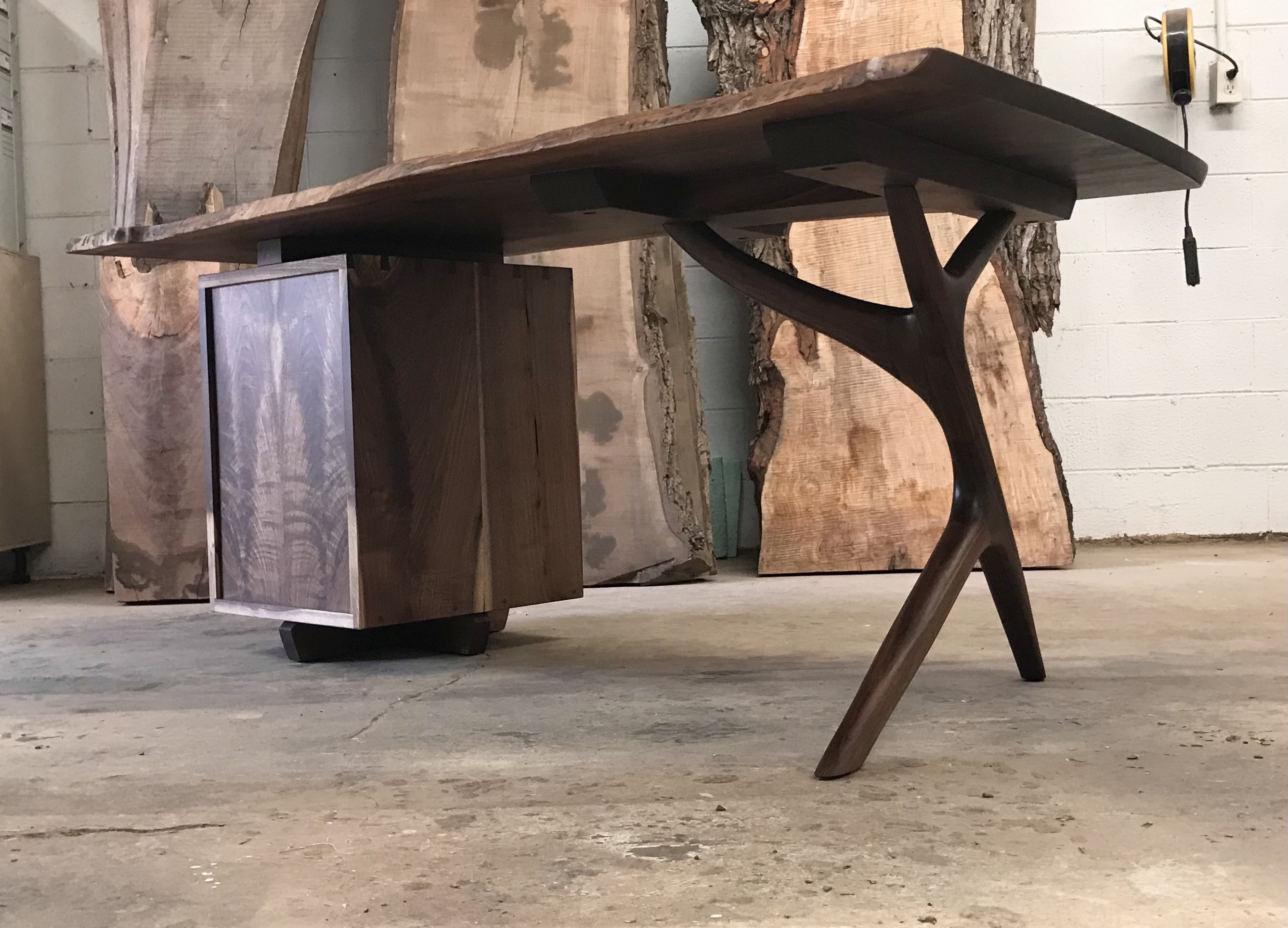 Walnut Sculpture Desk With Storage File Cabinet - Etsy UK