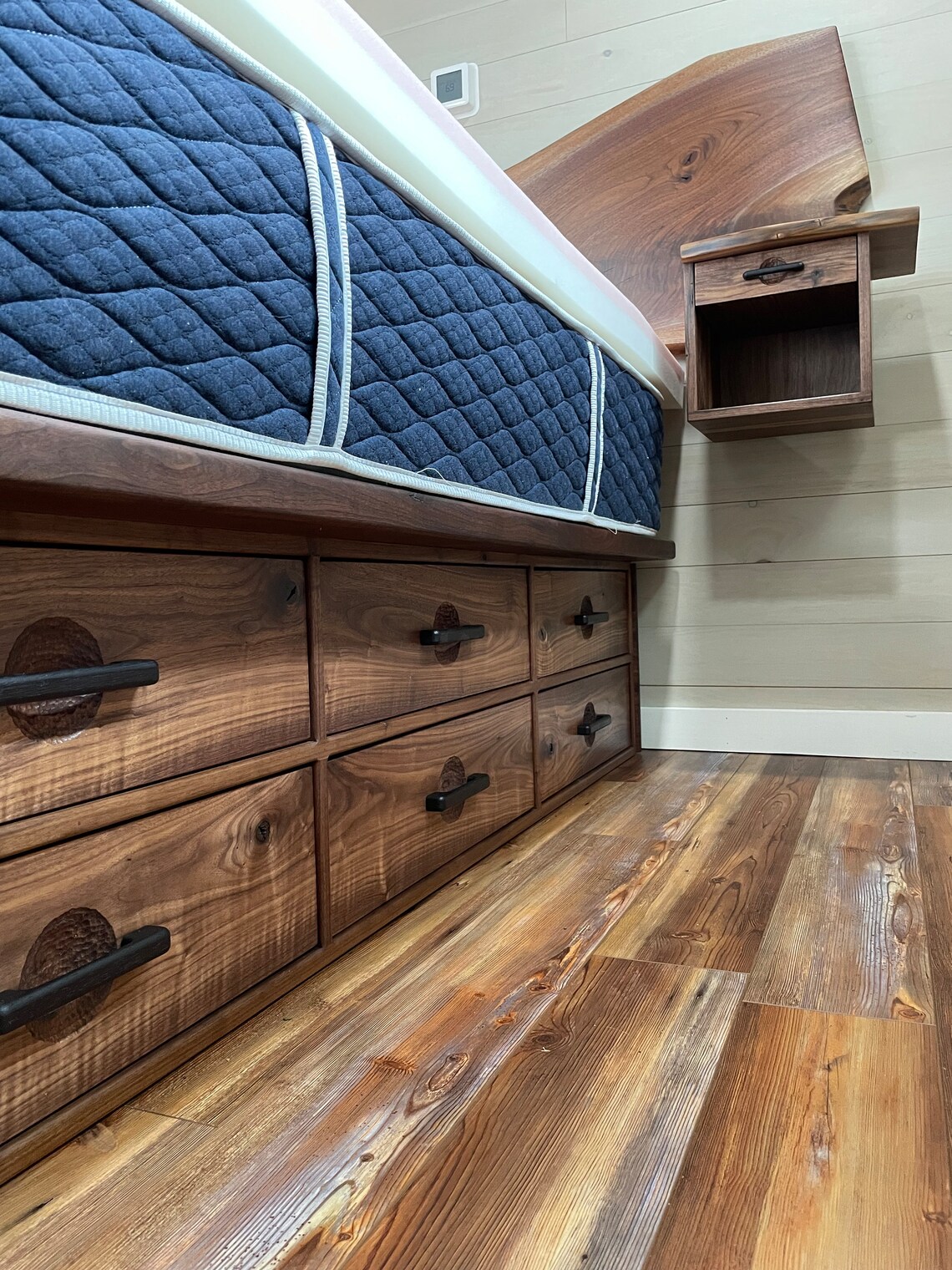 Double Storage Walnut Live Edge Platform Bed - Etsy