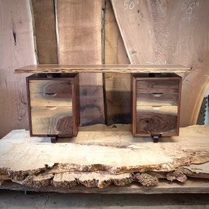 Small Live Edge Walnut Desk With Storage Drawers - Etsy