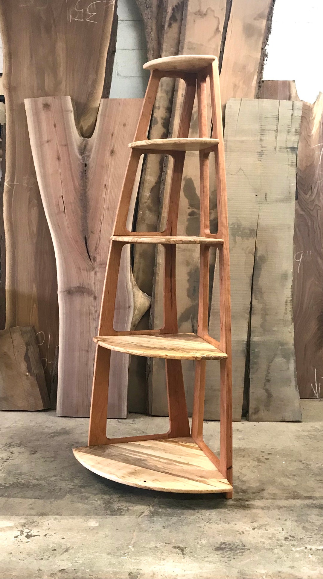 Sculpted Corner Shelf in Cherry and Spalted Maple - Etsy