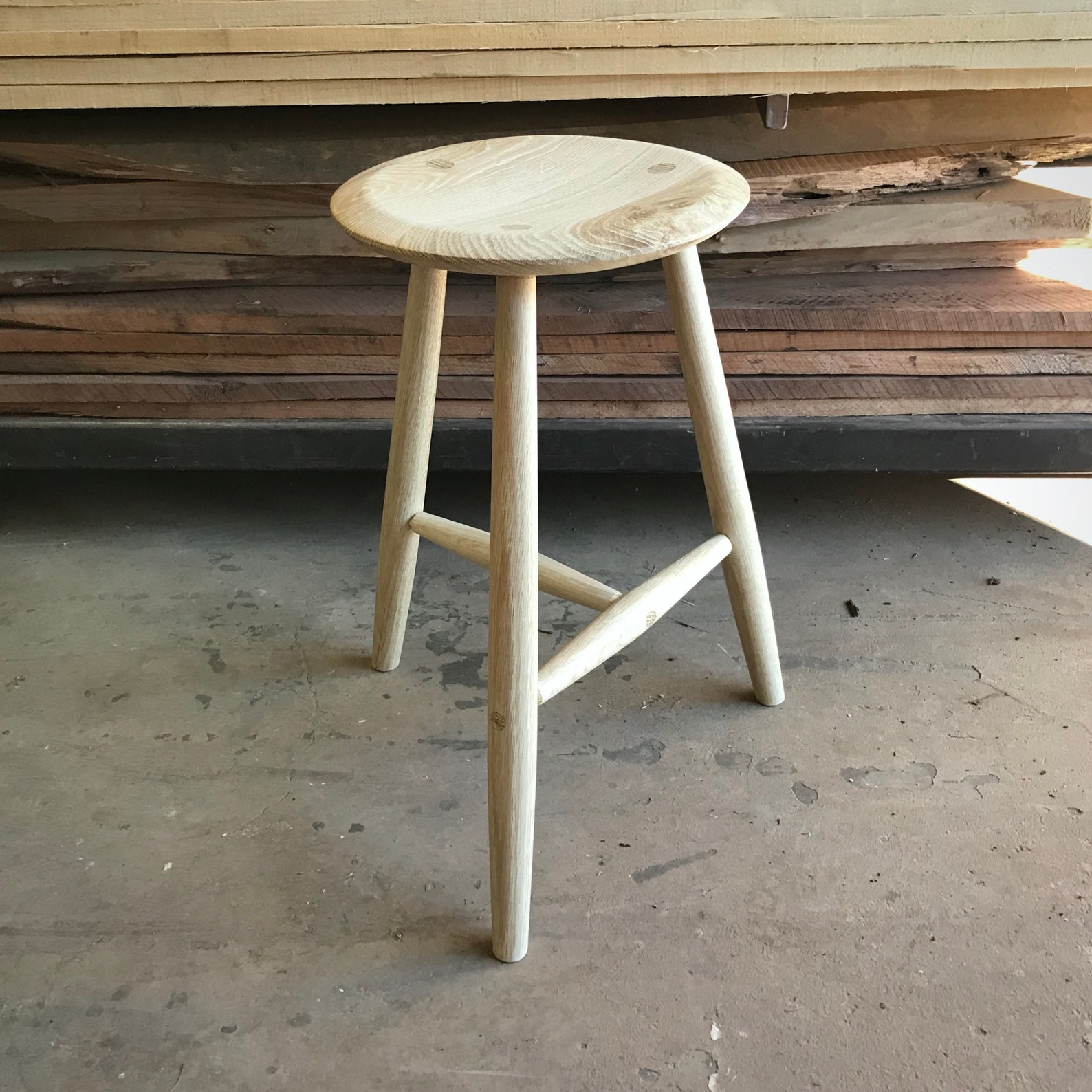 Modern Farm Stool in Bleached White Oak - Etsy