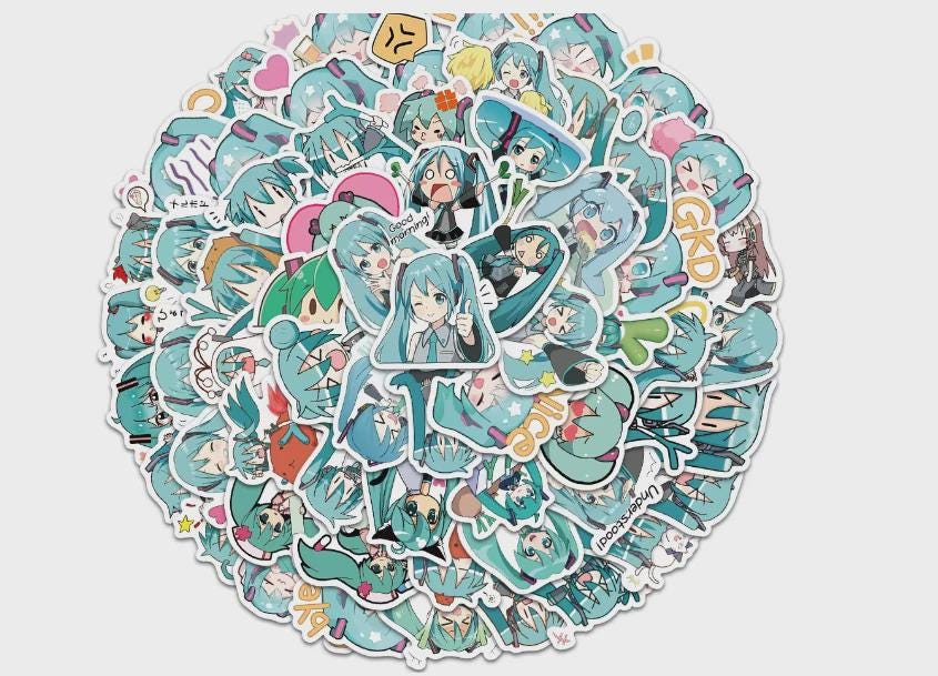 Hatsune Miku Sticker Pack – 65pcs Anime Decals for Laptops, Phones ...