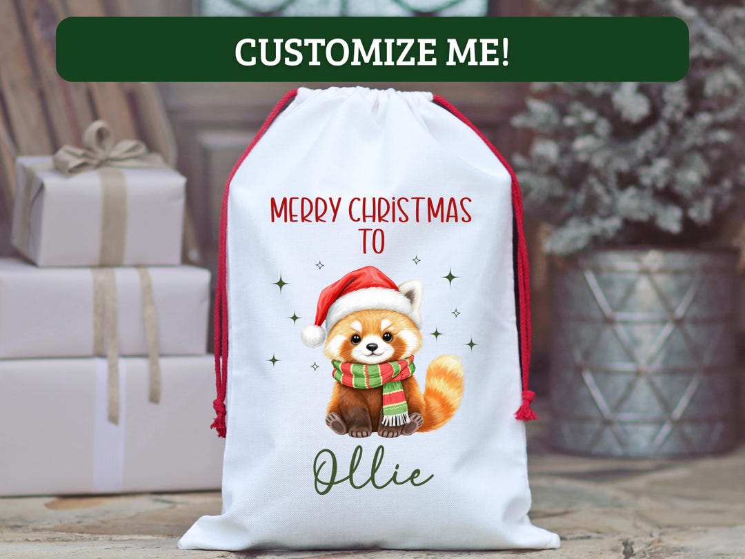 Red Panda Santa Bag, Custom Red Panda Merry Christmas Santa Bag ...