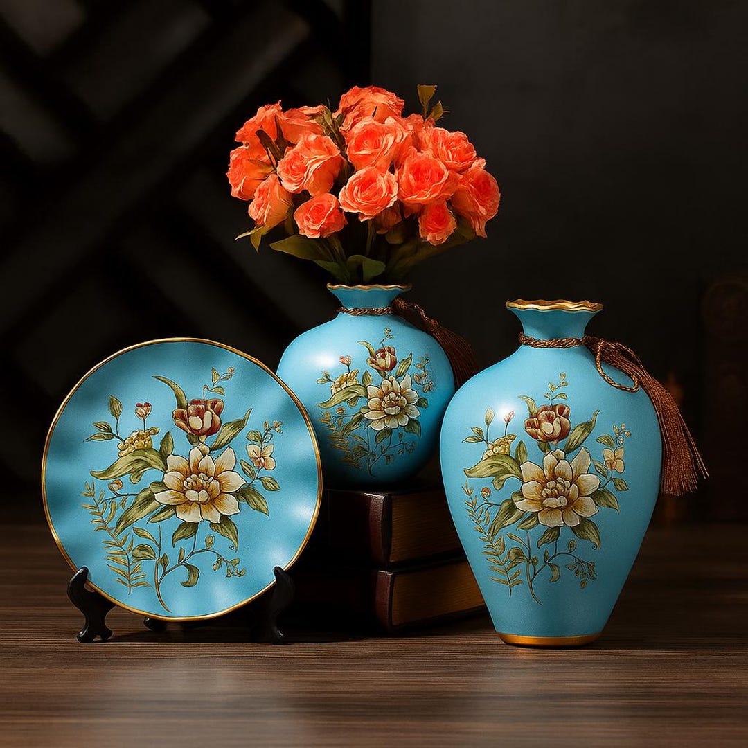 Ceramic Vase Set With Wobble Tray – Modern Minimalist Home Decor Trio ...