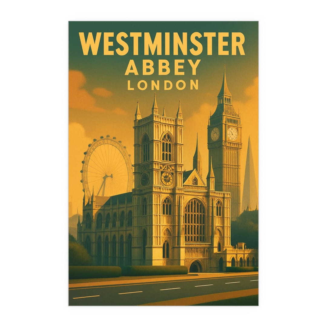 Vintage Westminster Abbey Silk Poster, Wall Art Decor, Home Office ...