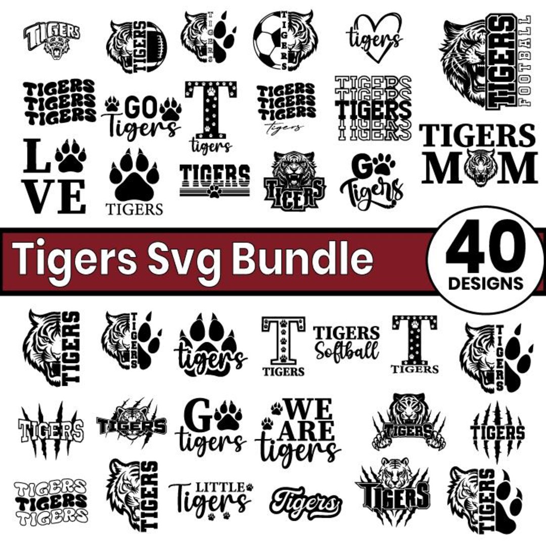 Tigers SVG Bundle: High School Tigers Football, Tiger Football Mascot ...